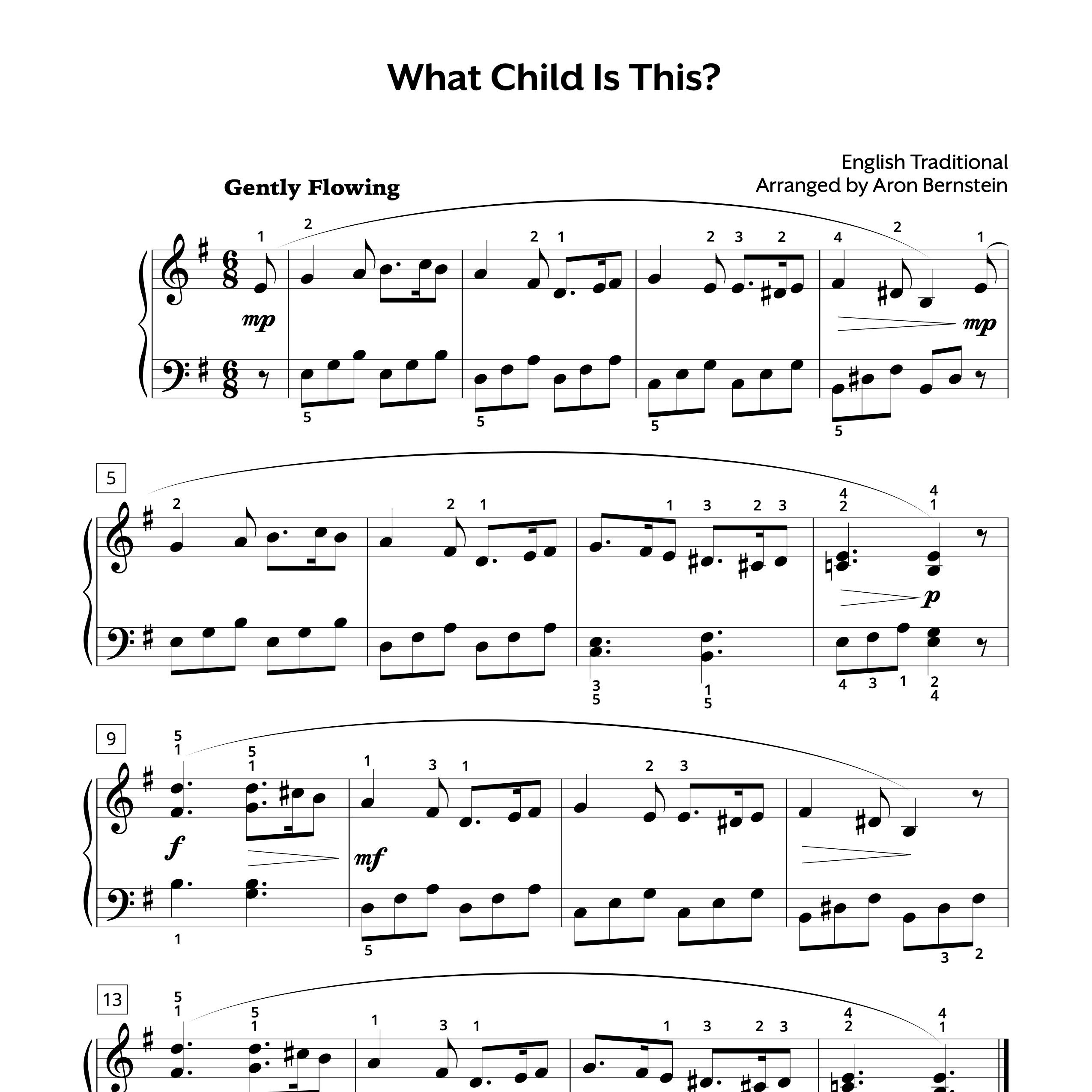 Christmas Piano Sheet Music What Child Is This? - Hoffman Academy