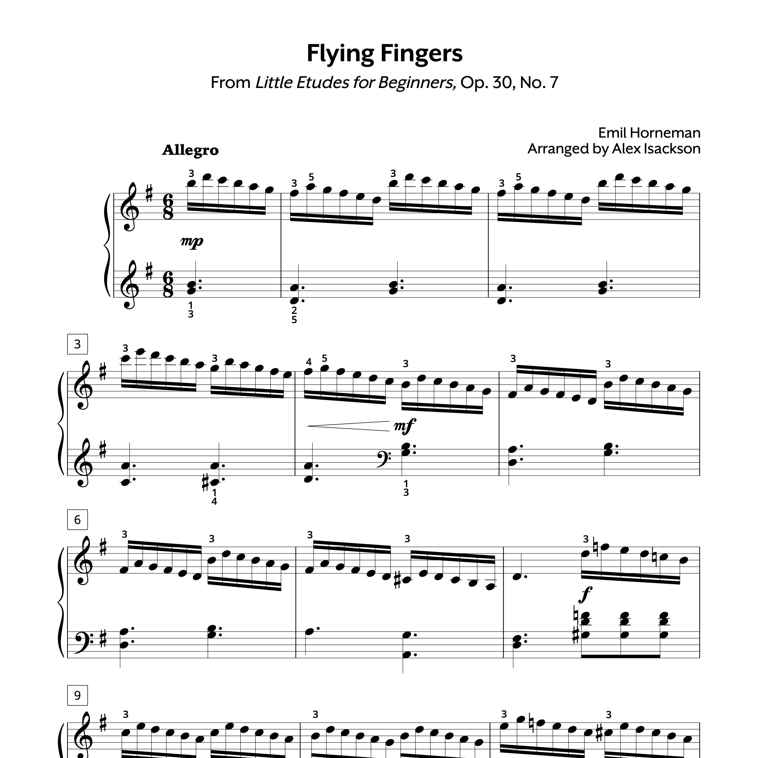 Piano Sheet Music | Flying Fingers, Op. 30, No. 7 | Emil Horneman ...