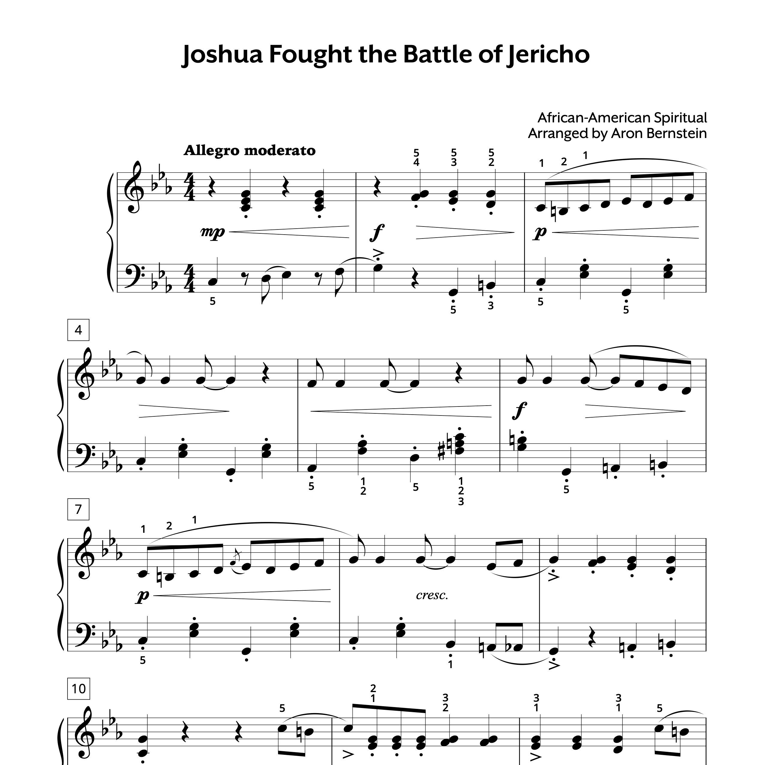 Joshua Fought the Battle of Jericho Piano Sheet Music - Hoffman Academy